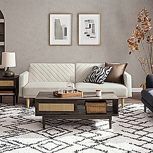 mopio Futon Sofa Bed, Couch, Small Sofa, Sleeper Sofa, Loveseat, Mid Century Modern Futon Couch, Sofa Cama, Couches for Living Room (Snow Velvet)