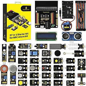 KEYESTUDIO 37 Sensors in 1 Box Starter Kit for BBC Micro bit with Tutorial (Without Microbit Board), Compatible with V1.5, V2 Microbit Sensor Kit Accessories Programming Electronics for Teens Adults