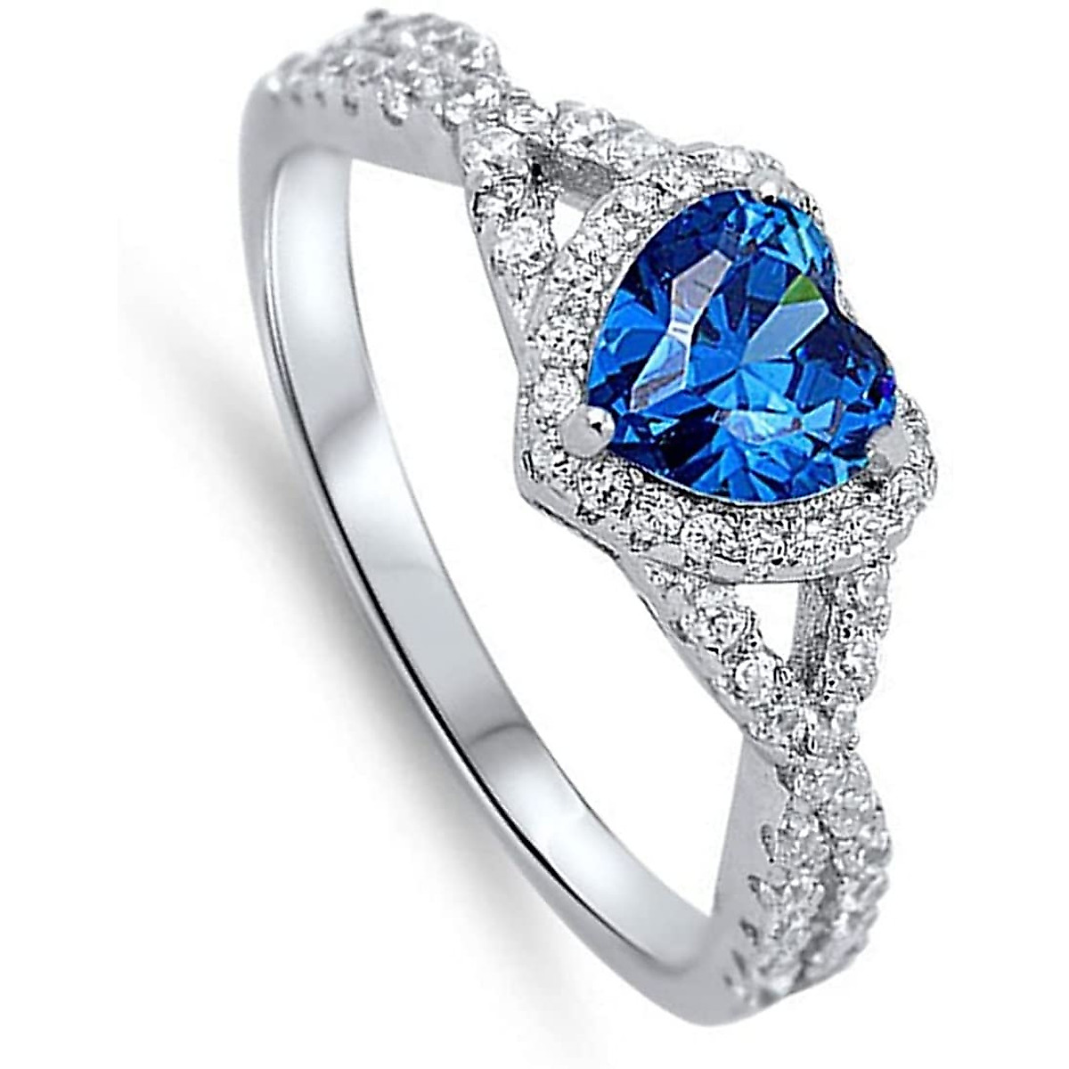 Junikool Birthstone Promise Rings Halo Heart Love Ring 1 Stone for Women Mothers Day Gifts With Birthstones Her Best Friends Jewelry Mother Daughter Personalized Engraved Custom Name Sterling Silver