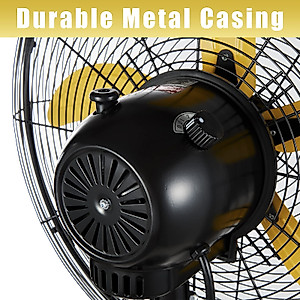 HiCFM 5000 CFM 20 inch High Velocity Pedestal Oscillating Fan with Powerful 1/5 Motor, 9ft Power Cord, Oscillation, Metal Body with Wheels for Garage, Commercial or Industrial - UL Safety Listed