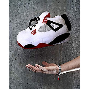 SoleSlip Sneaker Slippers Comfy and Trendy for Men, Pure Polyester| Fluffy Slippers with Standard Shoes Size that Fits All (White & Red)