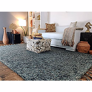 LOOMINAIRE Handmade Carpet Nomad Midnight Blue Wool Natural Fiber Easy Maintenance Rug for Living Room Bed Room Family Room Floors (8' x 10')
