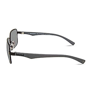 Timberland Men's TBA9263 Polarized Rectangular Sunglasses, Matte Black, 58mm