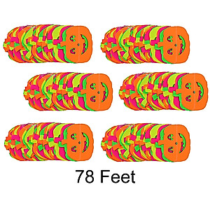Midnight Glo Halloween Decoration 78ft Neon Pumpkin Garland Wall Hanging Decorations for Halloween Blacklight Reactive UV Glow Party (6 Pack)