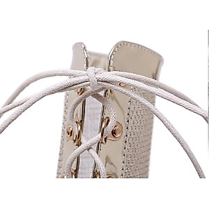 Purubylley Women's High-heeled Open-toe Hollow Mesh Boots，fish Mouth Dress Stylish Zipper Closure Sandals，Latin Dance Boots Performance Training Shoes (gold,6)