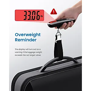 RENPHO Luggage Scale, Suitcase Scale for Travel, Baggage Weight Scale with Backlit, Portable Handheld Scale with Tare Function, Overweight Reminder, Rubber Paint, 110lb/50kg, Battery Included
