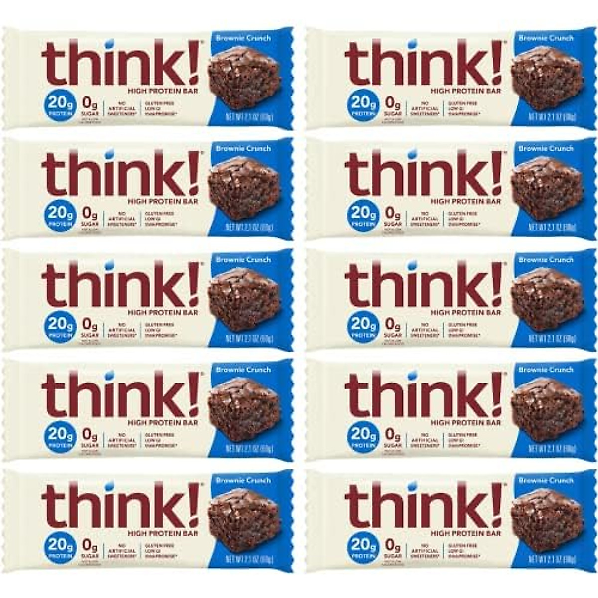 Think Products ThinkThin Bar Brownie Crunch - 2.1 Ounce Bars (10 Pack)