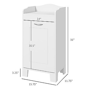 HOMCOM 31" Tilt Out Laundry Hamper, Free Standing Home Organizer Hamper, Bathroom Storage Cabinet, White