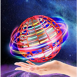 Flying Ball Toys- 2023 Upgraded, Built-in RGB Lights Spinner 360° Rotating,Spinning UFO Safe for Kids Adults Magic Flying Toys Outdoor Indoor,Globe Shape Magic Controller Mini Drone Flying Toy (red)