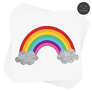 MINI RAINBOW set of 10 premium waterproof temporary colorful metallic jewelry foil kids Flash Tattoos – party favors, rainbow tattoo, rainbow party, kids temporary tattoo, rainbow party favor