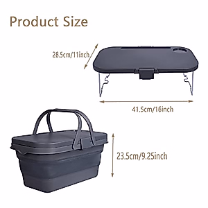 Collapsible Camping Basket,Foldable Picnic Basket with Handle,Picnic Basket with Table,Portable Outdoor Picnic Basket,Plastic Picnic Basket with Lid and Handles for Home Kitchen Picnic Outdoor BBQ