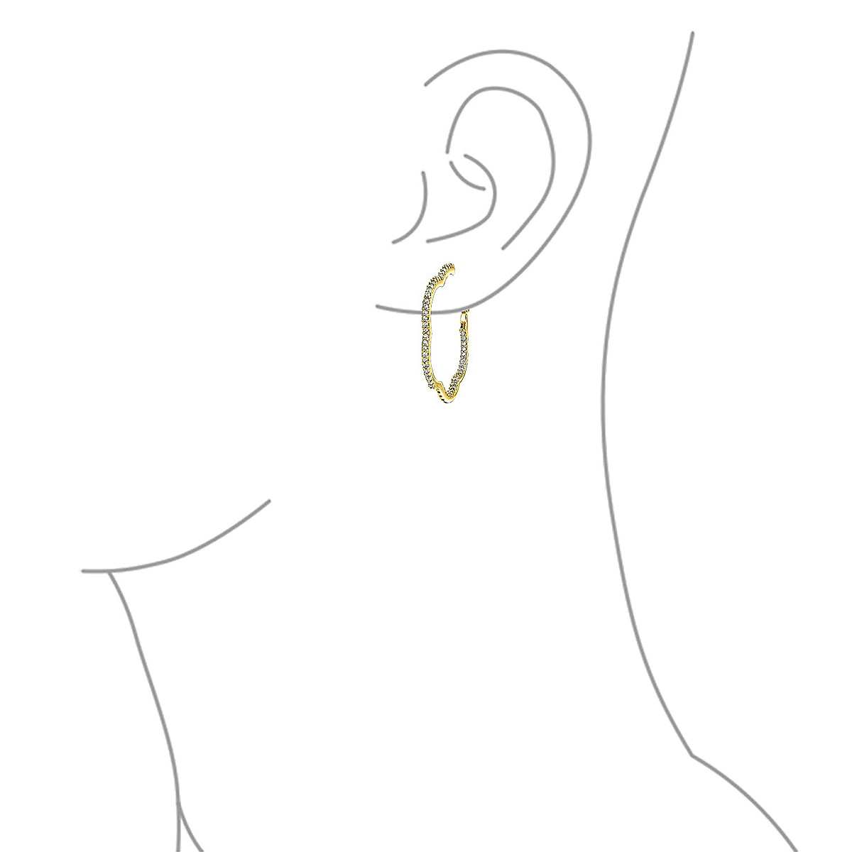 Flower Shaped Pave CZ Cubic Zirconia Large Clover Hoop Earrings Hoop Earrings For Women 14k Yellow Gold Plated Brass 1.5 Inch Diameter