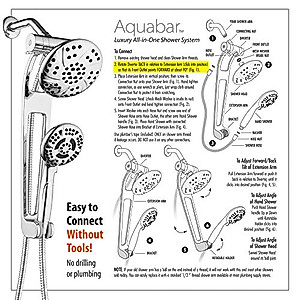 AquaDance Chrome AQUABAR High-Pressure 3-Way Spa Combo with Adjustable 18" Extension Arm for Easy Reach & Mobility Enjoy Luxury 6" Rain & Handheld Shower Head Separately or Together Finish