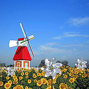 BATTIFE 10 Pack Reflective Pinwheels for Yard and Garden, Pre-Installed Bird Blinder Sparkly Pin Wheel, Scare Birds & Animal Away Wind Spinner (Sliver)