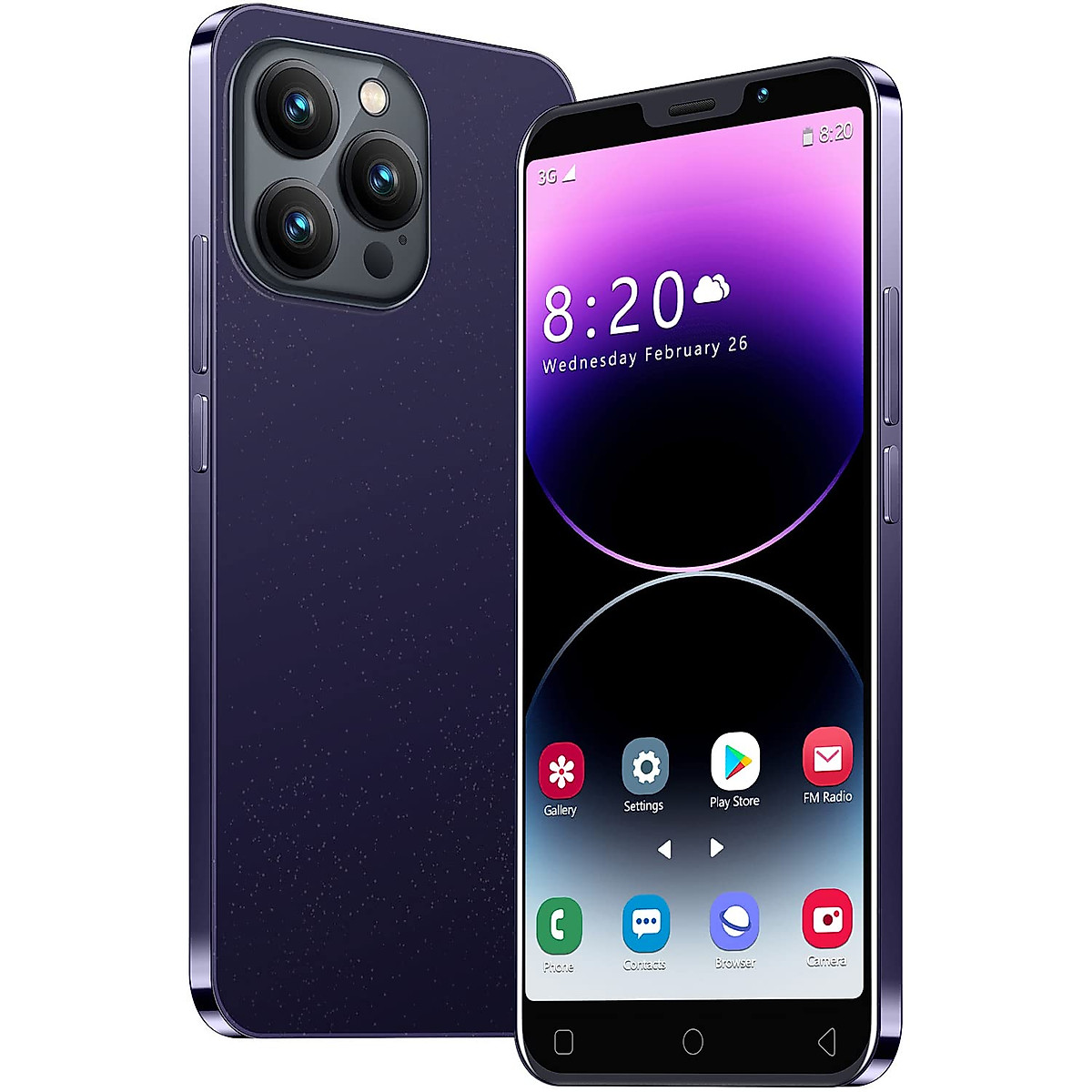 PrzSay Cheap Mobile Phone, 5.0" IPS Display, Android 9.0, Dual SIM, Dual Cameras, 1GB RAM+16GB ROM (Expandable to 128GB), Support: WiFi, Bluetooth, GPS 3G Smartphone (i14Pro-Purple)