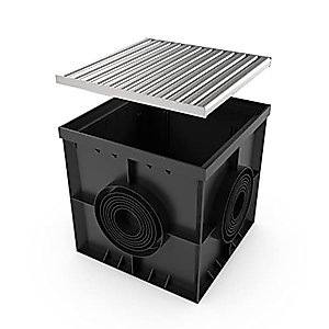 Vodaland - 16x16 Inch Catch Basin. PPE Plastic with 100% Stainless Steel - ADA/Heel Proof Grate and Sediment Basket Included.