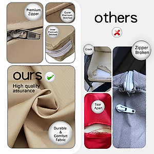 ClawsCover 14Pack Outdoor Seat Cushions Back Pillow Replacement Covers Fit for 5 Pieces 7-Seater Wicker Rattan Patio Conversation Set Sectional Couch Chairs Furniture,Khaki-Cover Only