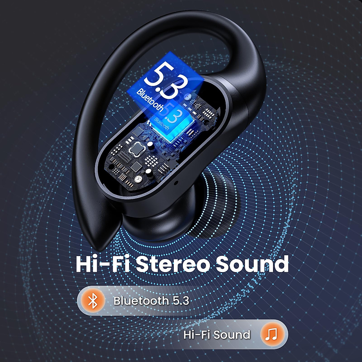 FOYCOY Wireless Earbuds Bluetooth Headphones 90Hrs Playtime Ear Buds IPX7 Waterproof Sports Earphones Wireless Charging Case Over-ear Earhooks Headest