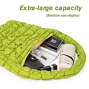 JBB Puffer Hobo Bag for Women Small Quilted Tote Handbag Padding Lightweight Puffy Shoulder Crossbody Satchel Green