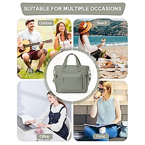 UPPACK Insulated Lunch Bag Women Large Lunch Tote Bag with Shoulder Strap Adult Lunch Box Fit and Fresh Lunch Bags for Women Men Lunch Boxes for Work Grey Green Lunch Bag with Water Bottle Holder