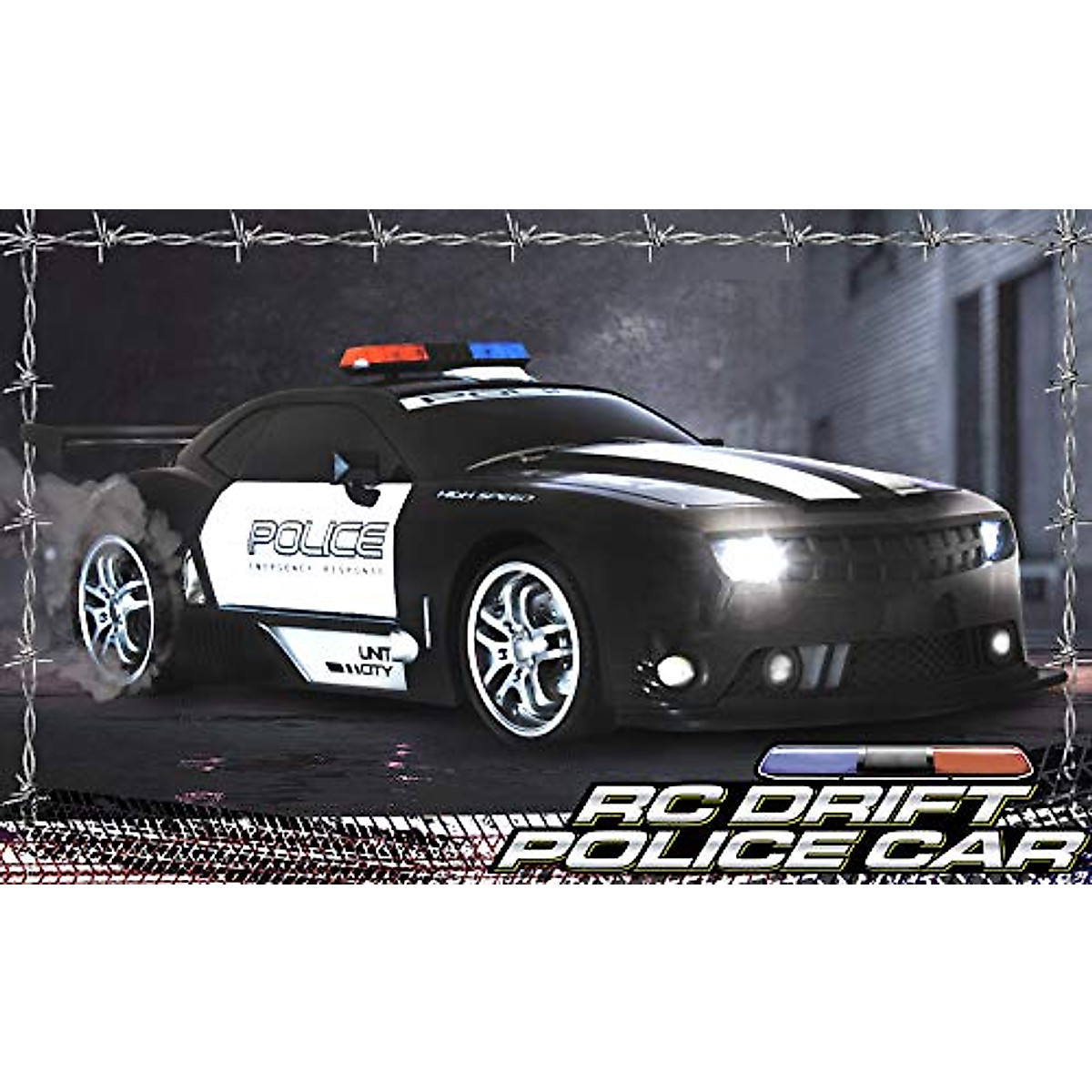 Haktoys Remote Control Police Car RC High Speed Cop Chase 1:12 Scale Radio Control Patrol Sports Vehicle with Headlights