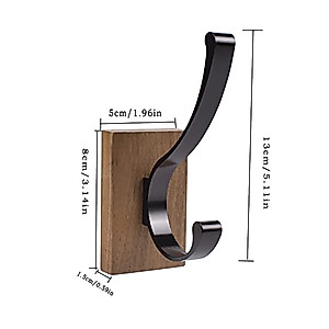 Walnut Wall Hooks 4 Pack - Coat Hooks Wall Mounted - Heavy Duty Entryway Wall Hangers for Hanging Towels, Clothes, Bags