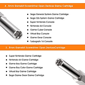 Gamebit Security Screwdriver, Double-ended 4.5mm 3.8mm Gamebit Screwdriver Bit Set Replacement,Gamebit Security Screwdriver Kit Compatible with NES,SNES,N64