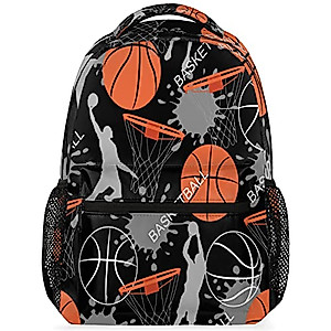 YPPAHHHH School Laptop Backpack Red Basketball Sports for Girls Kids Boys Sports Ball Player Lightweight Bookbag Elementary College Travel Hiking Daypack Backpacks for Women Men