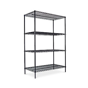 Alera SW504824BL Industrial Heavy-Duty Wire Shelving Starter Kit, 4-Shelf, 48w X 24d X 72h, Black