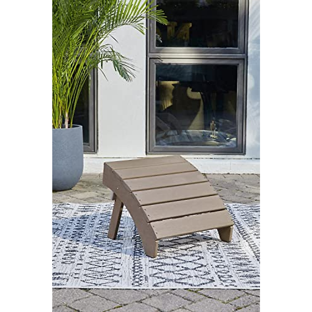 Signature Design by Ashley Outdoor Sundown Treasure Patio HDPE Ottoman, Grayish Brown
