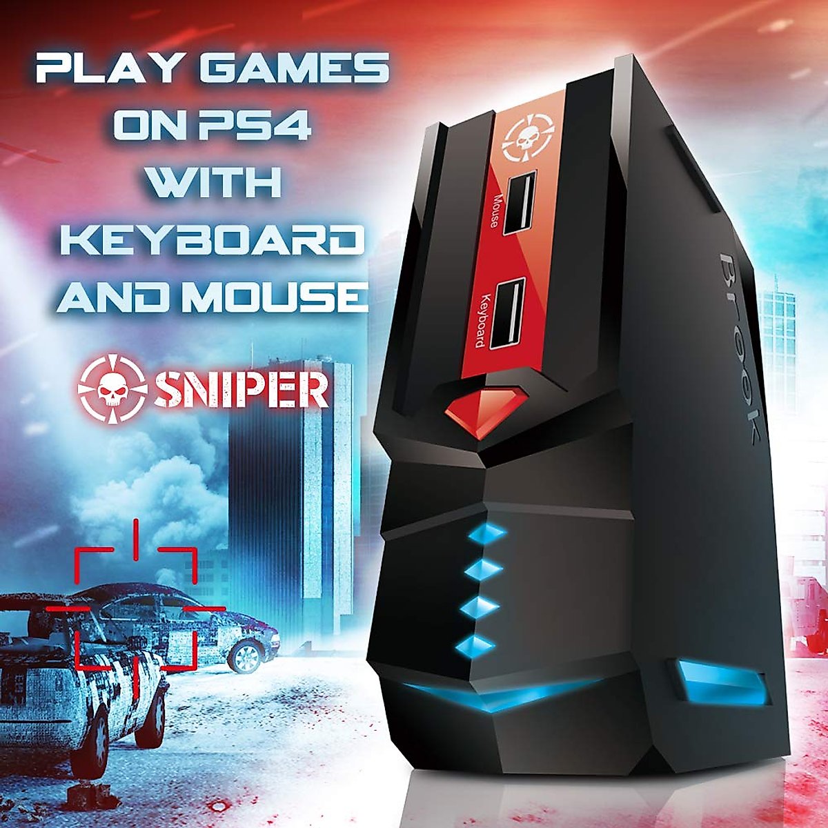 Brook Sniper - Precision Mouse and Keyboard Converter, to Play FPS Games Without a Controller, FPS Game Converter for PS4, PS3, Xb One, and Switch. for Splatoon 3, FPS Gaming Converter
