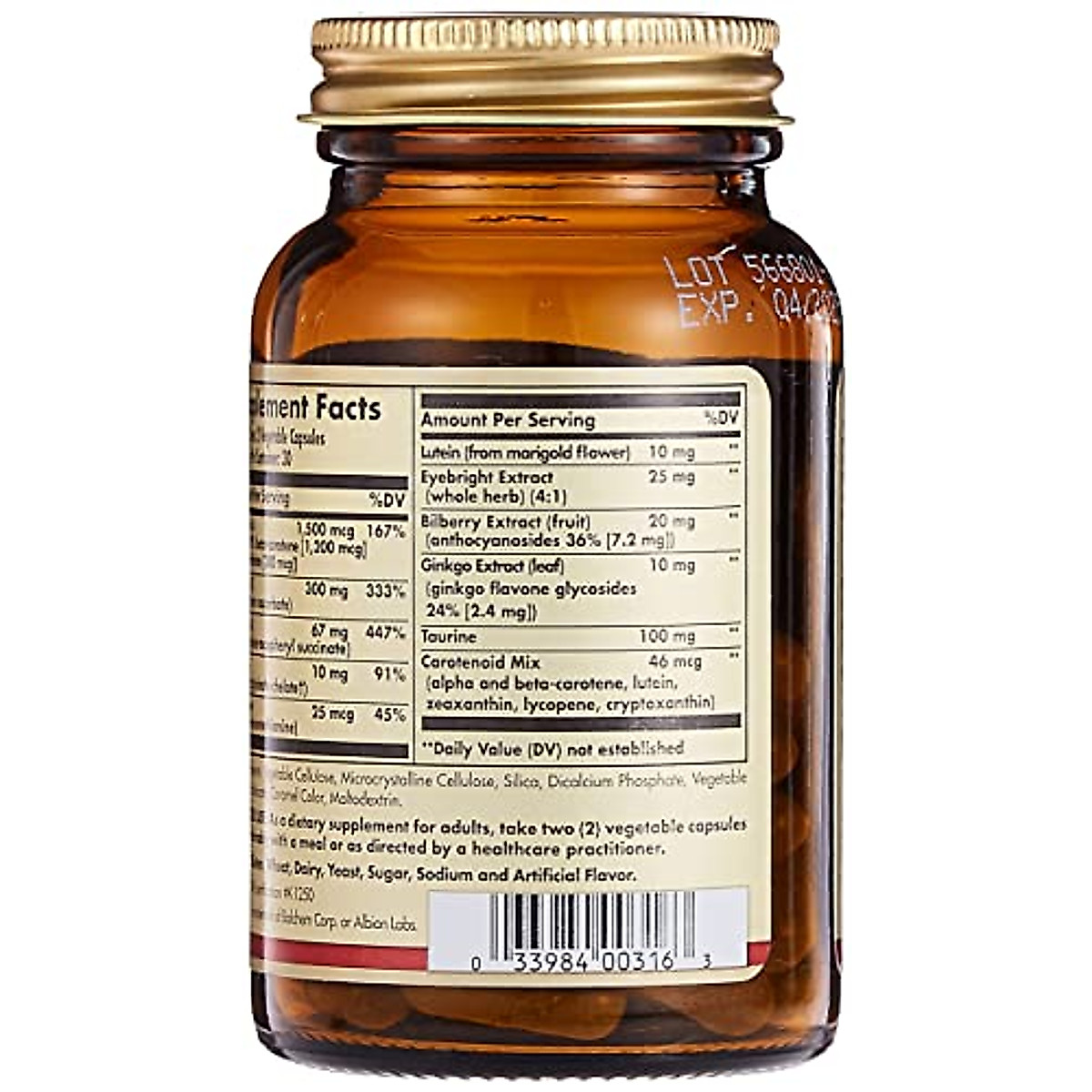 Solgar, Bilberry Ginkgo Eyebright, 60 Count