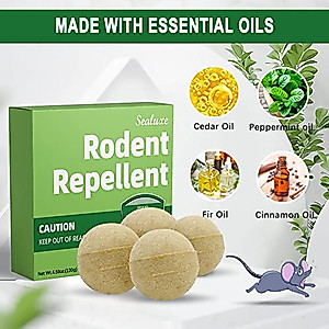 Whemoalus Rodent Repellent Balls SEALUXE, Pack of 4 Mouse Repellent,Rat Repellent,Rats Deterrent Indoor,Mint Mice Repellent, Peppermint Oil to Repel Mice and Rats