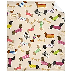 Cute Dachshund Flannel Fleece Bed Blanket Throw Blanket Lightweight Cozy for Bedroom All Season Sofa Decor Gift 40x30 inch for Pets