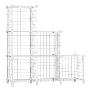 AWTATOS Wire Cube Storage Organizer, Closet Organizers and Storage, Metal 6 Cube Storage Shelves Bookshelf, Portable Closet Clothes Organizer for Bedroom, Home, Office, White
