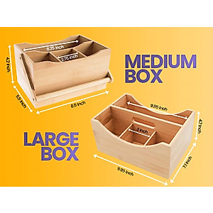 YBM Home Bamboo Flatware Utensil Caddy with Napkin Holder and Handle, Wood Picnic Basket for Kitchen and Camping Trip, 336