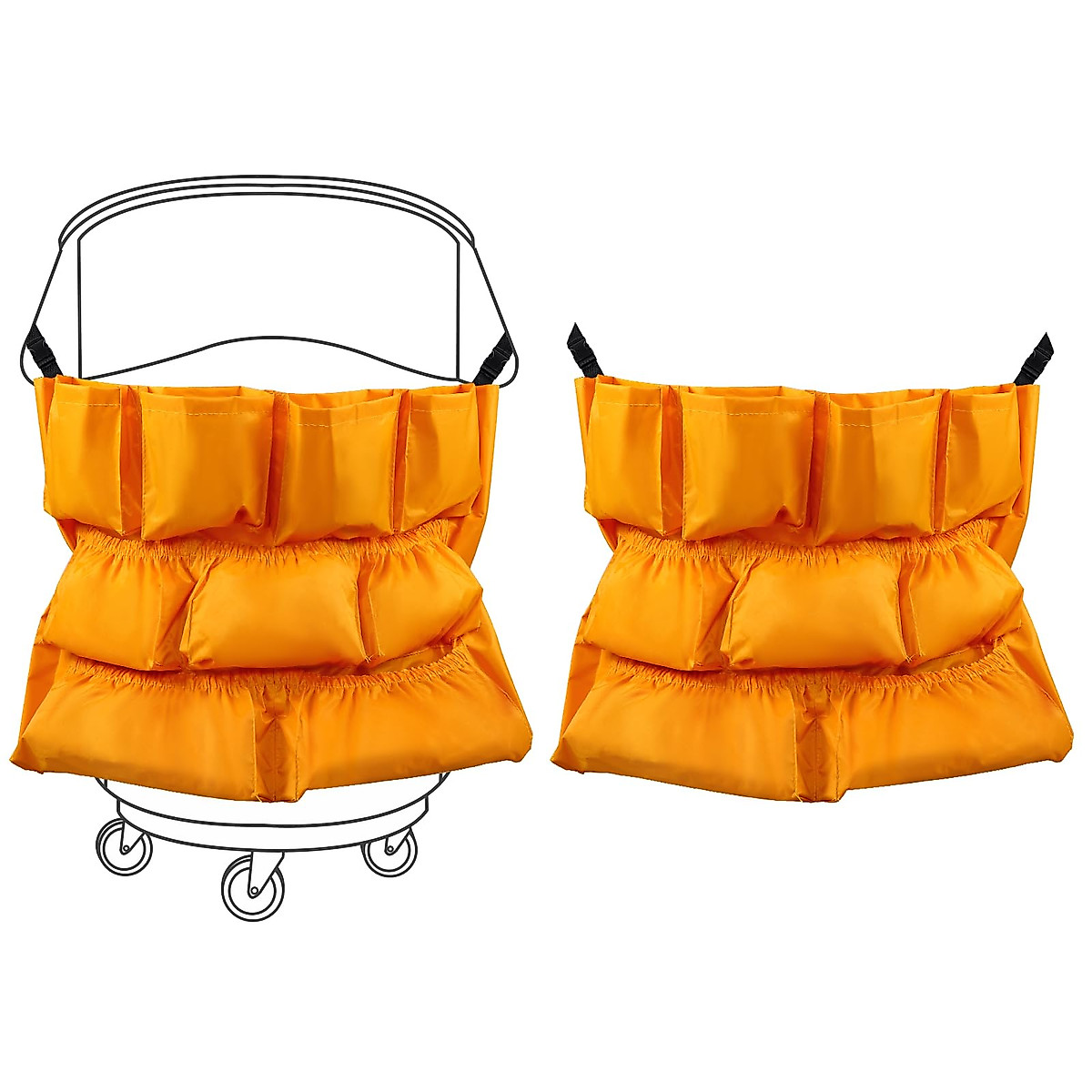 MOLIGOU 2 Pcs Trash Can Caddy Bag, 12 Pockets Garbage Bin Caddy Organizer Bag for Cleaning Tools and Supplies, Fits 20-44 Gallon Can