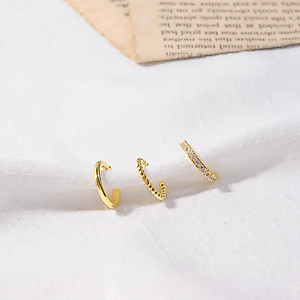 Ear Cuffs Non Piercing Ear Cuff Earrings for Teen Girl Gifts Trendy Stuff 14K Gold Plated Earrings for Women Hypoallergenic Non Pierced Clip on Cartilage Earring Set Jewelry