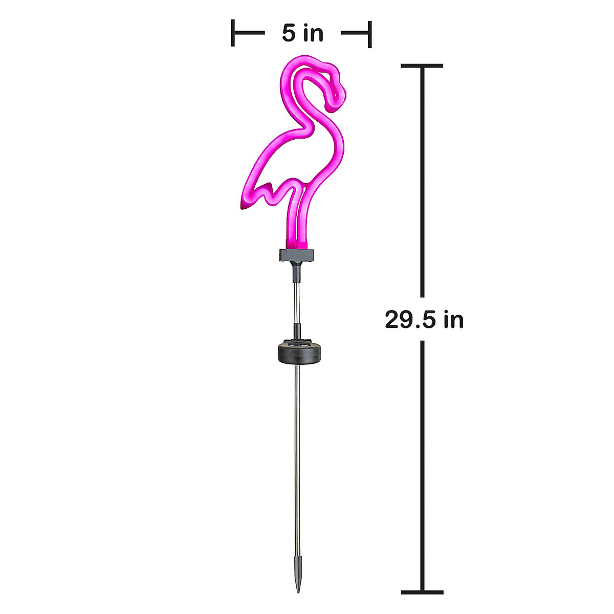 Touch Of ECO Solar Neon Pink Flamingo Stake Light - Outdoor, Pathway, Landscape Light for Lawn, Patio, Garden Or Outdoor Living Area - 29.5 Inches Tall