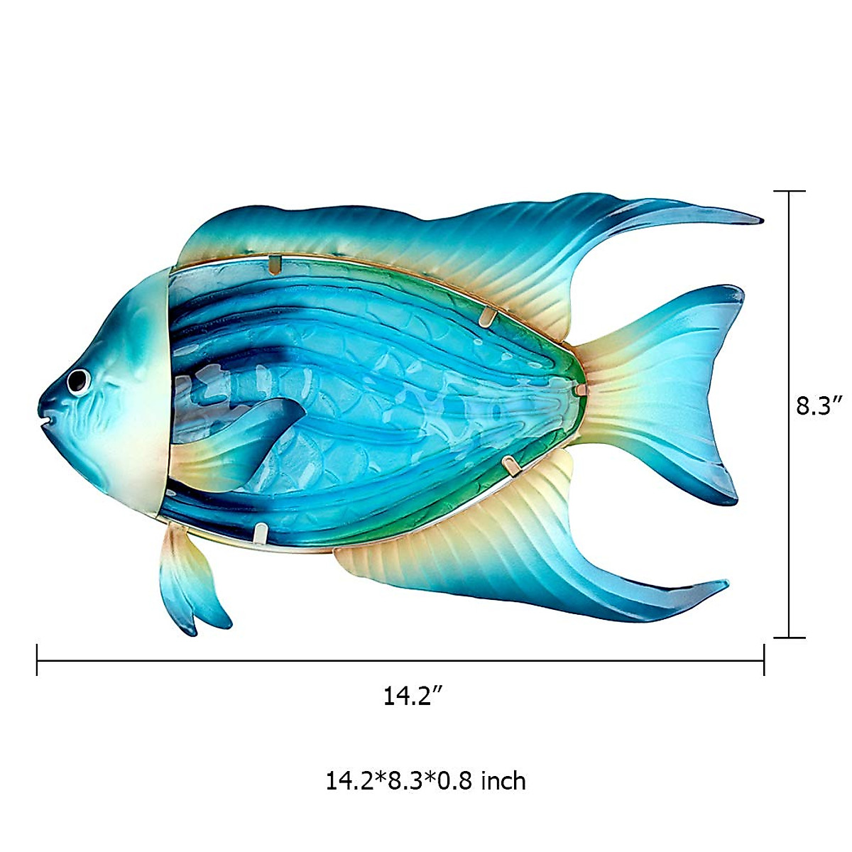 Maansfy Metal Fish Wall Decor Bathroom Garden Art Hanging Glass Decoration for Patio…