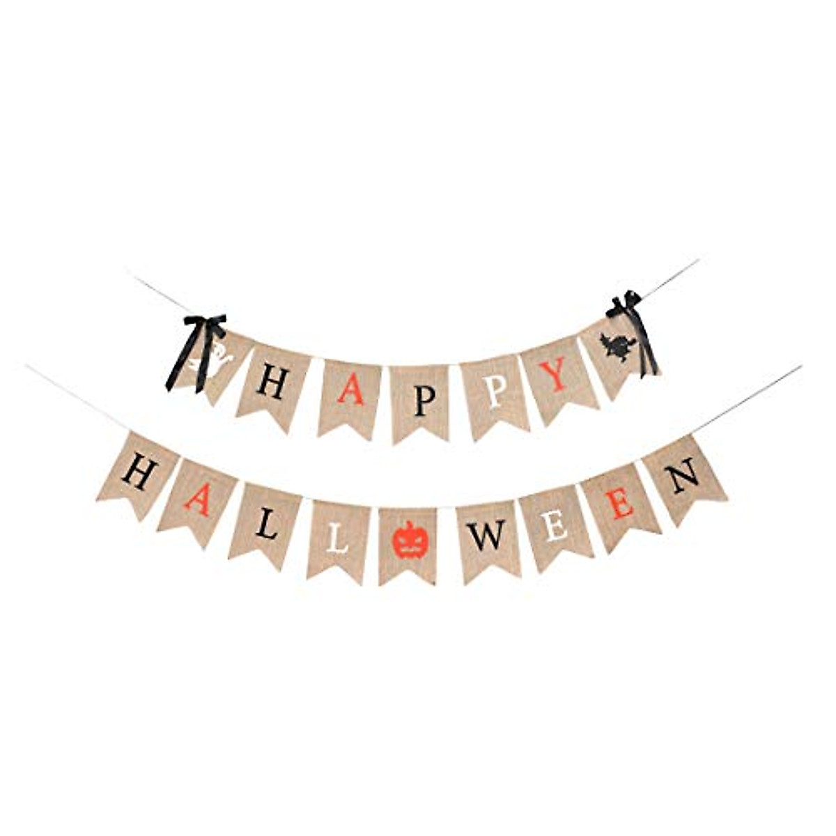 Happy Halloween Banner - Halloween Garland Decorations for Party Indoor Outdoor Office Mantle Fireplace Classroom by Happy Halloween Burlap Banner Mandala Crafts