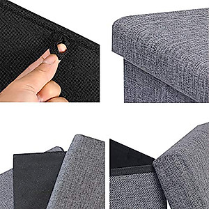 B FSOBEIIALEO Storage Ottoman Cube, Linen Small Coffee Table, Foot Rest Stool Seat, Folding Toys Chest Collapsible for Kids Grey 11.8"x11.8"x11.8"