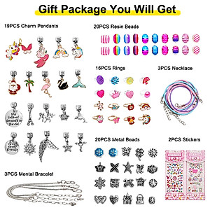 FOVRPUIB Charm Bracelet Making Kit,Toys for Girls Art Supplies Beads for Bracelets,Girls Toys Age 6-8 Years Old Friendship Bracelet Kit with Rings,Kids Toys for 6 7 8 9 Year Old Girls