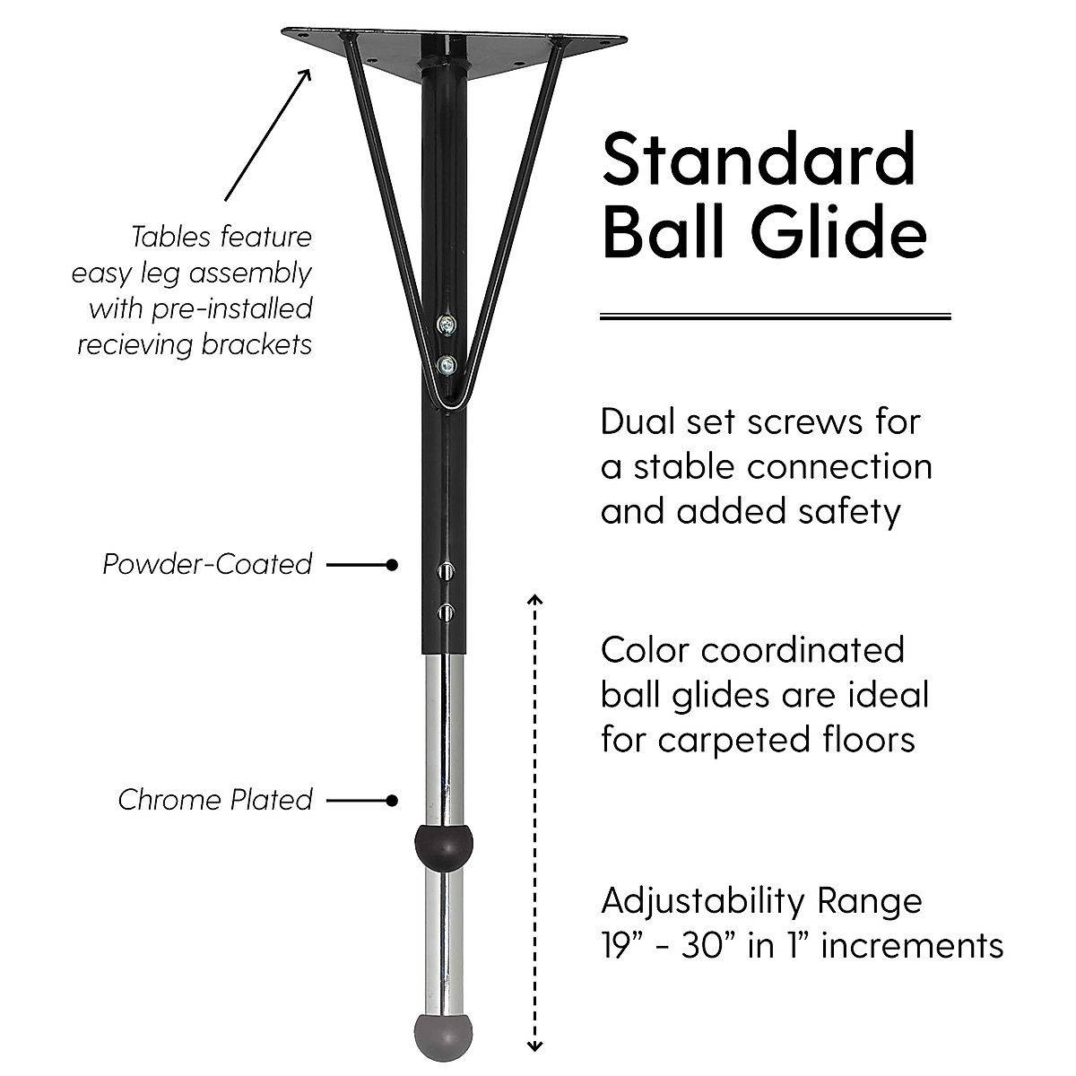 Factory Direct Partners 10087-GYGN Kidney Activity School and Office Table (48" x 72"), Standard Legs with Ball Glides, Adjustable Height 19-30" - Gray Top and Black Edge