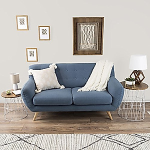 Lavish Home End Storage – Nesting Wire Basket Base and Wood Tops – Industrial Farmhouse Style Side Table Set of 2, White