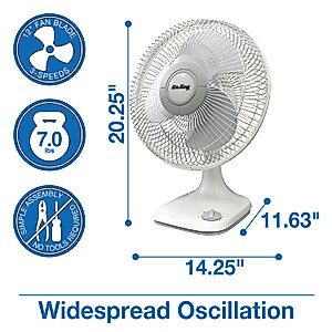 Air King 9102 12-Inch 3-Speed Oscillating Table Fan