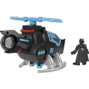 Fisher-Price Imaginext DC Super Friends Batman Toy Helicopter with Spinning Propellers and Claw for Preschool Pretend Play, Bat-Tech Batcopter
