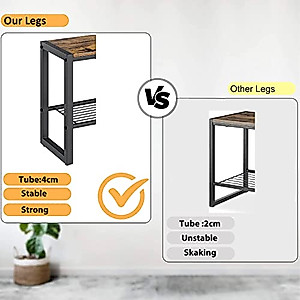 Yusong Entryway Bench Shoe Bench Rack with Mesh Shelf, 35.4" Long Storage Bench with Heavy Metal Frame,Shoe Storage Organizer Rack for Hallway, Living Room, Bedroom, Rustic Brown