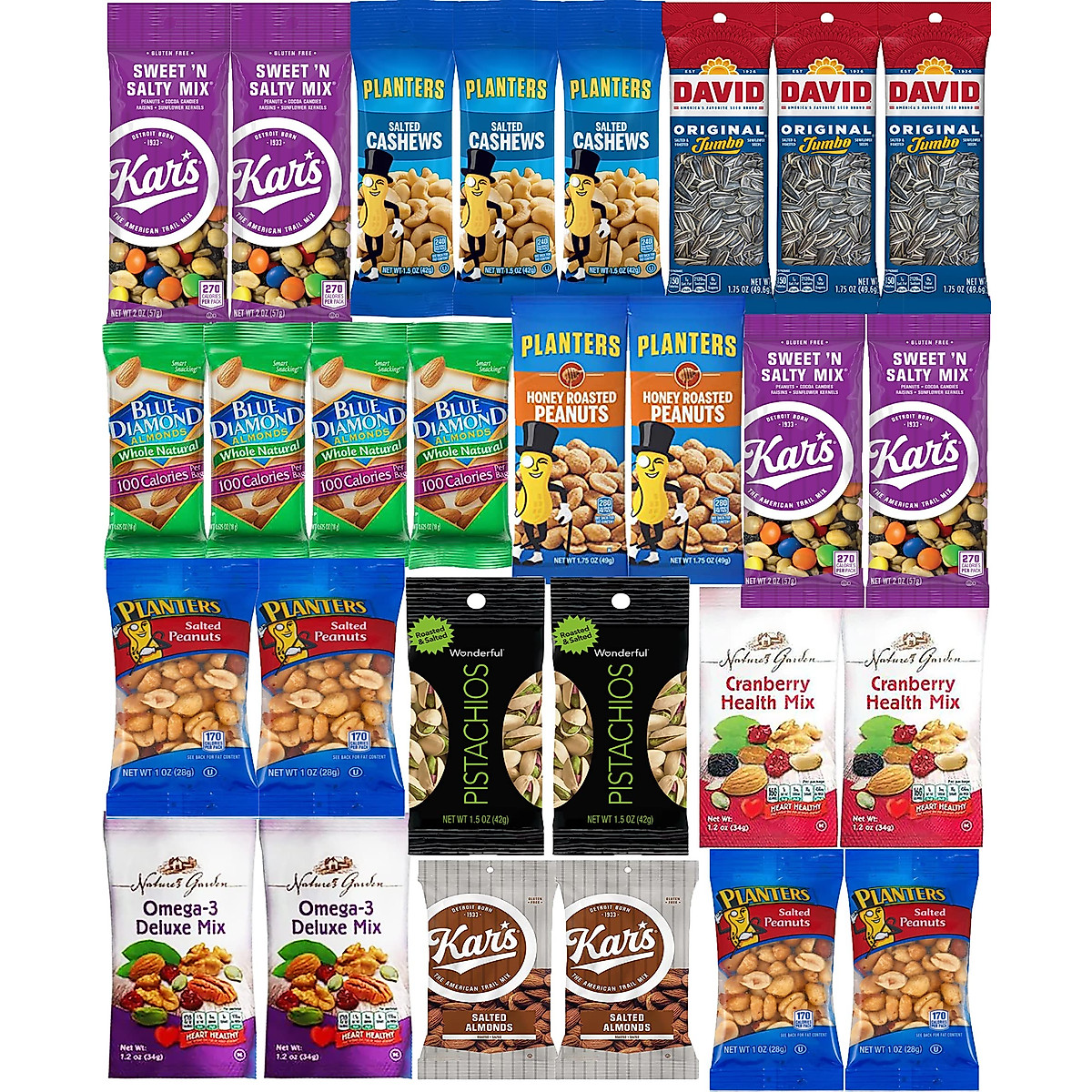 Nuts Snack Packs - Mixed Nuts and Trail Mix Individual Packs - Healthy Snacks Care Package (28 Count)