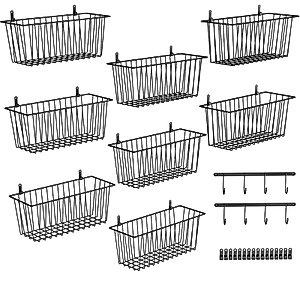 Simple Trending 8 Pack Spice Rack with 8 Hooks For Kitchen, Wall Mount Hanging Spice Organizer For Holds 192 Spice Jars,Bathroom or Pantry Door, Storage, Black